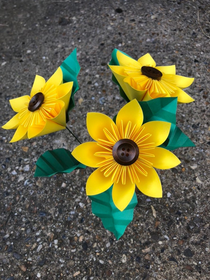 Sunflower Paper Sunflower Origami Flower Handmade Paper - Etsy