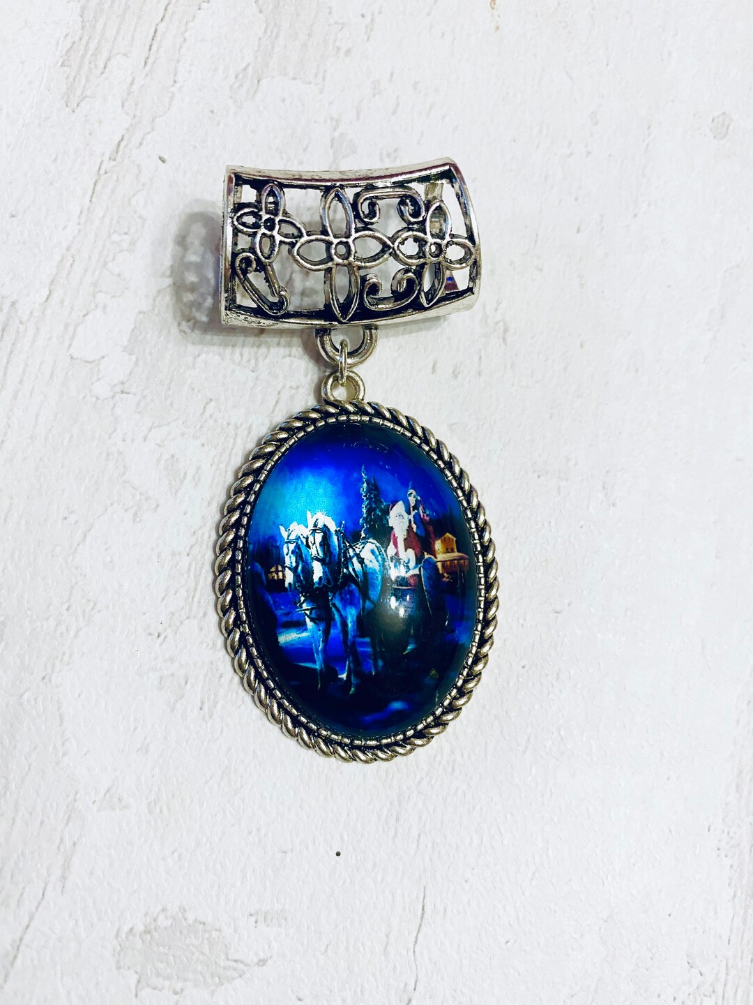 Vintage Style Christmas Themed Scarf Bail, Silver Scarf Bail, Scarf ...