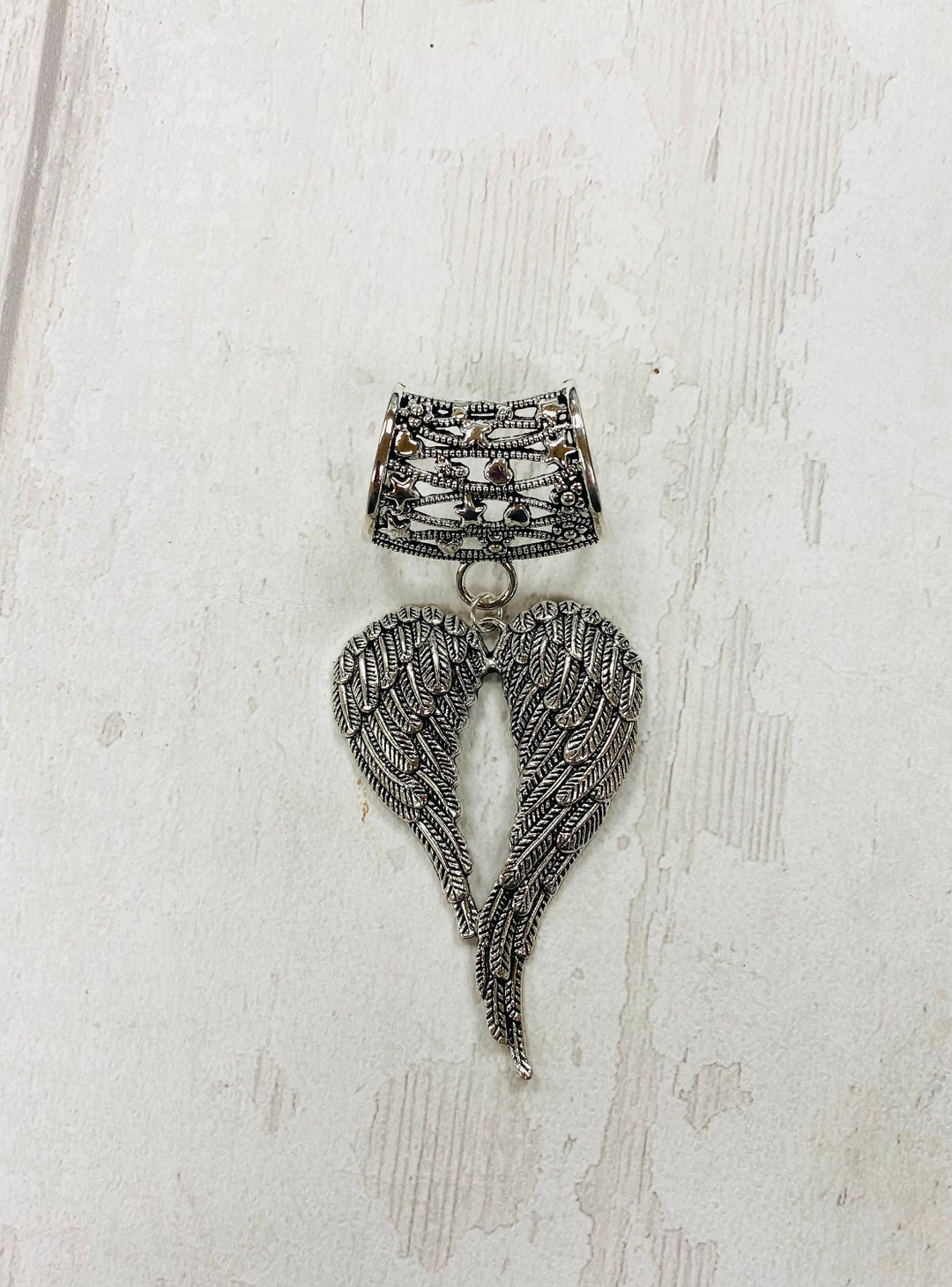 Large Silver Angel Wings Scarf Bail, Silver Scarf Bail, Scarf Pendant ...