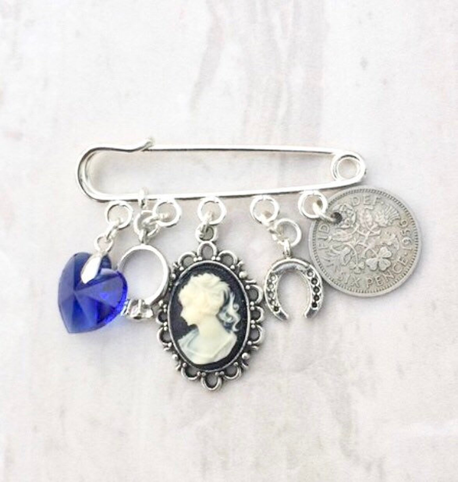 Bridal Charm Pin Something Old New Borrowed and Blue - Etsy UK
