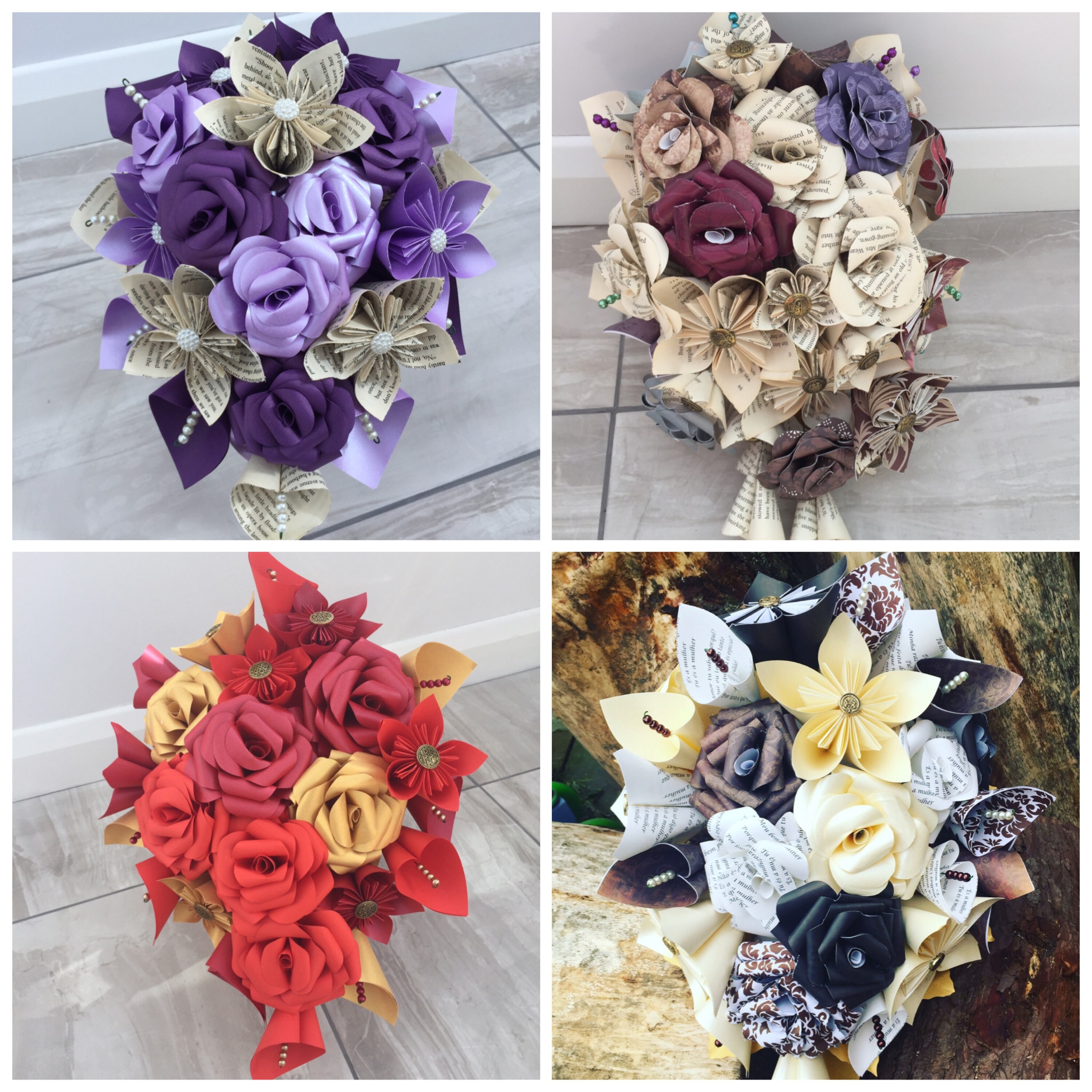 Paper flower bridal bouquet paper flower cascade bouquet | Etsy