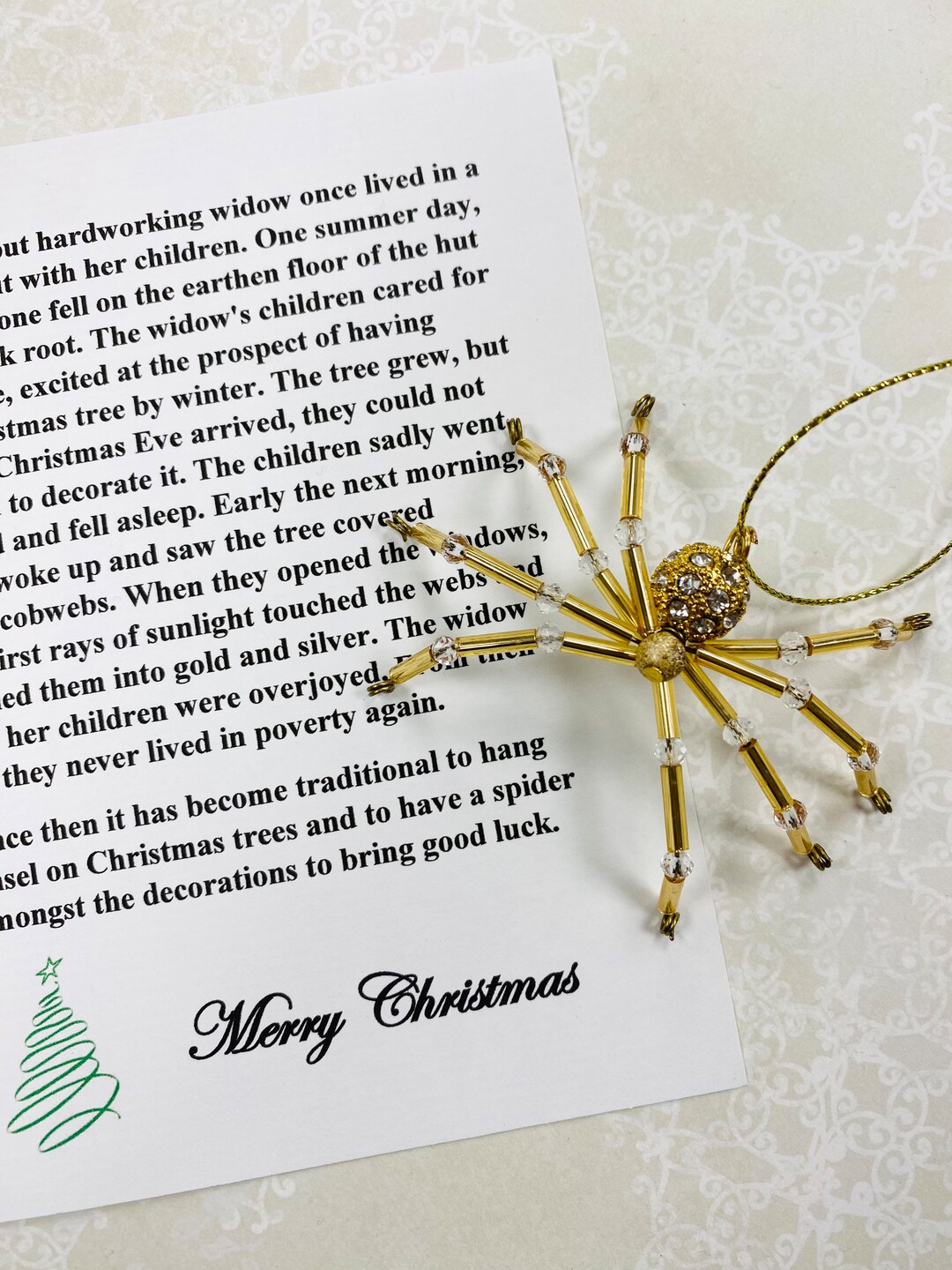 Golden Lucky Beaded Christmas Spider, Traditional Lucky Decoration - Etsy
