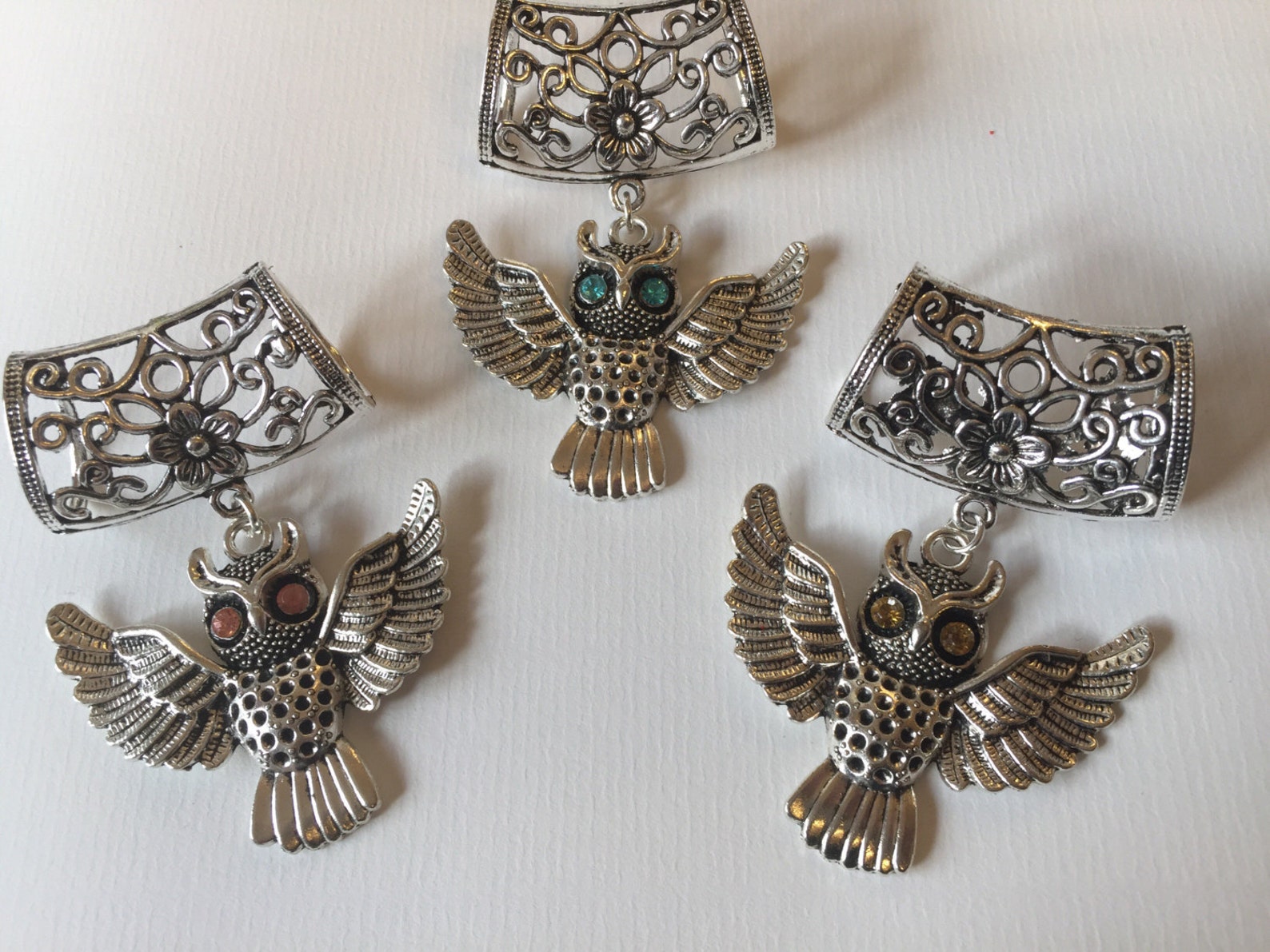 Rhinestone Owl Scarf Bail Silver Scarf Bail Scarf Pendant - Etsy UK