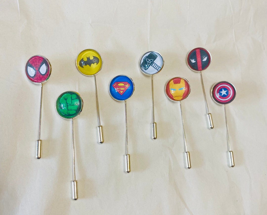 Superhero Logo Tie Pin, Long Pin - Ideal for Weddings, Birthdays - Etsy
