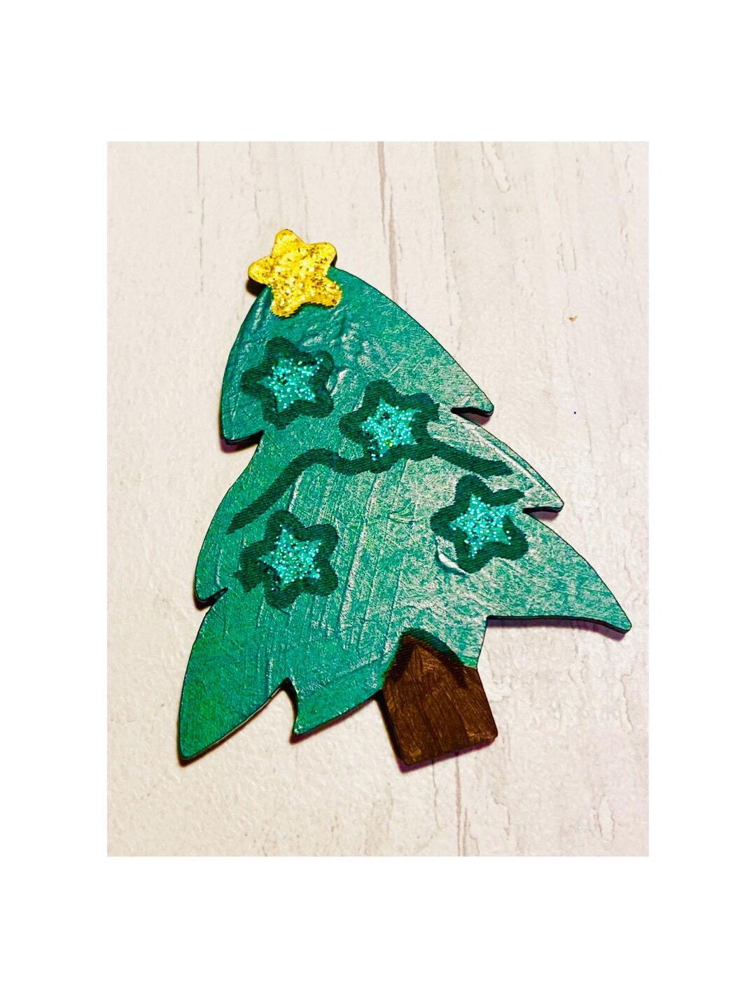 Hand Painted Christmas Tree Fridge Magnet: Glitter Decor - Etsy