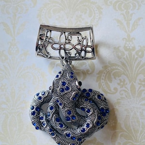 Large Silver Snake Scarf Bail, Silver Scarf Bail, Scarf Pendant, Scarf ...