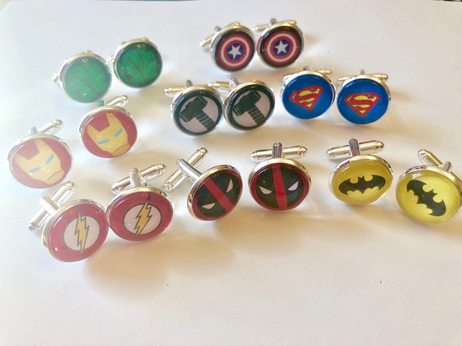 Superhero Logo Themed Cufflinks Ideal for Parties - Etsy