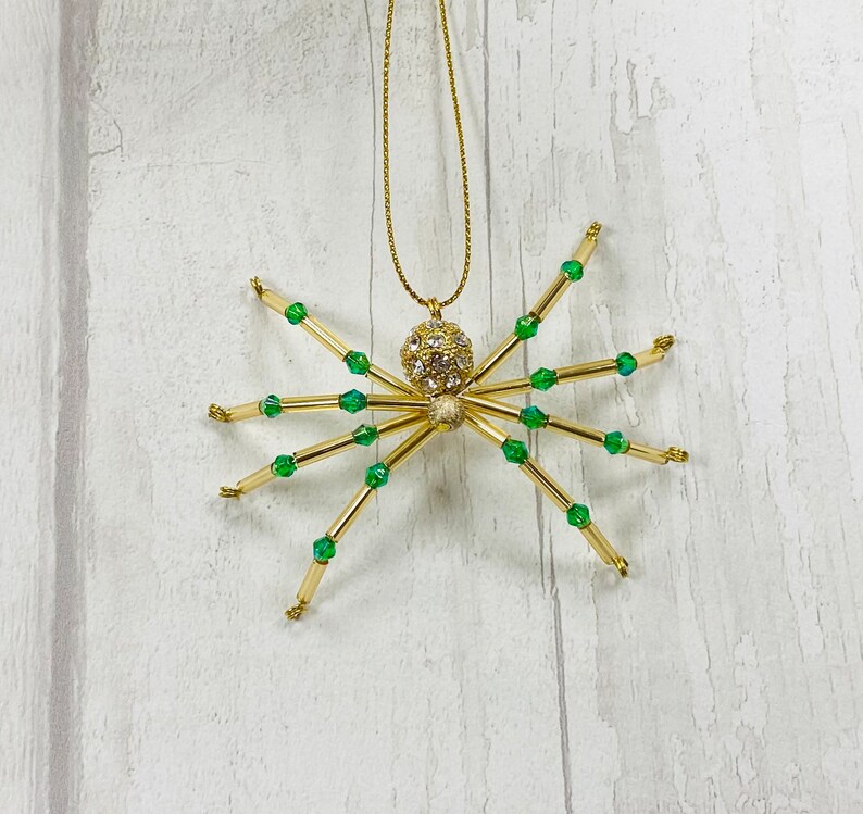 Golden Lucky Beaded Christmas Spider Traditional Lucky - Etsy