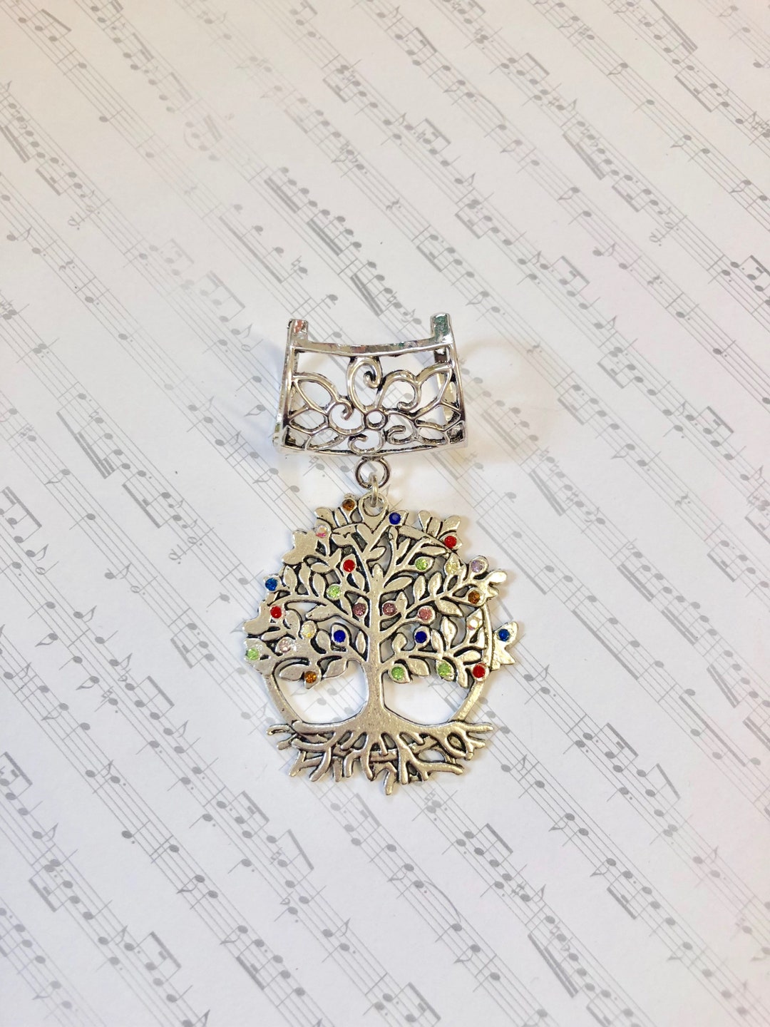 Silver Tree of Life Scarf Bail, Silver Scarf Bail, Scarf Pendant, Scarf ...