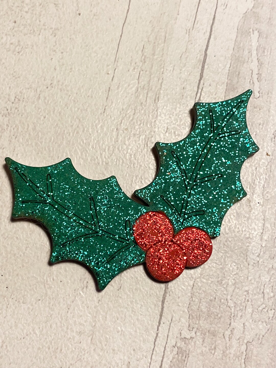 Holly Leaf Fridge Magnet, Wooden Magnet, Christmas Magnet, Kitchen ...