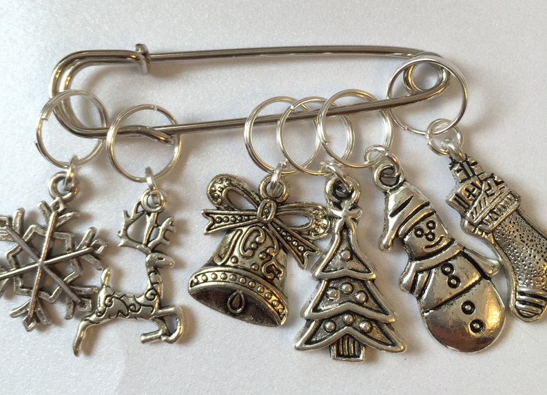 Silver Christmas Charm Stitch Markers: Knitting Crochet Supplies - Etsy UK
