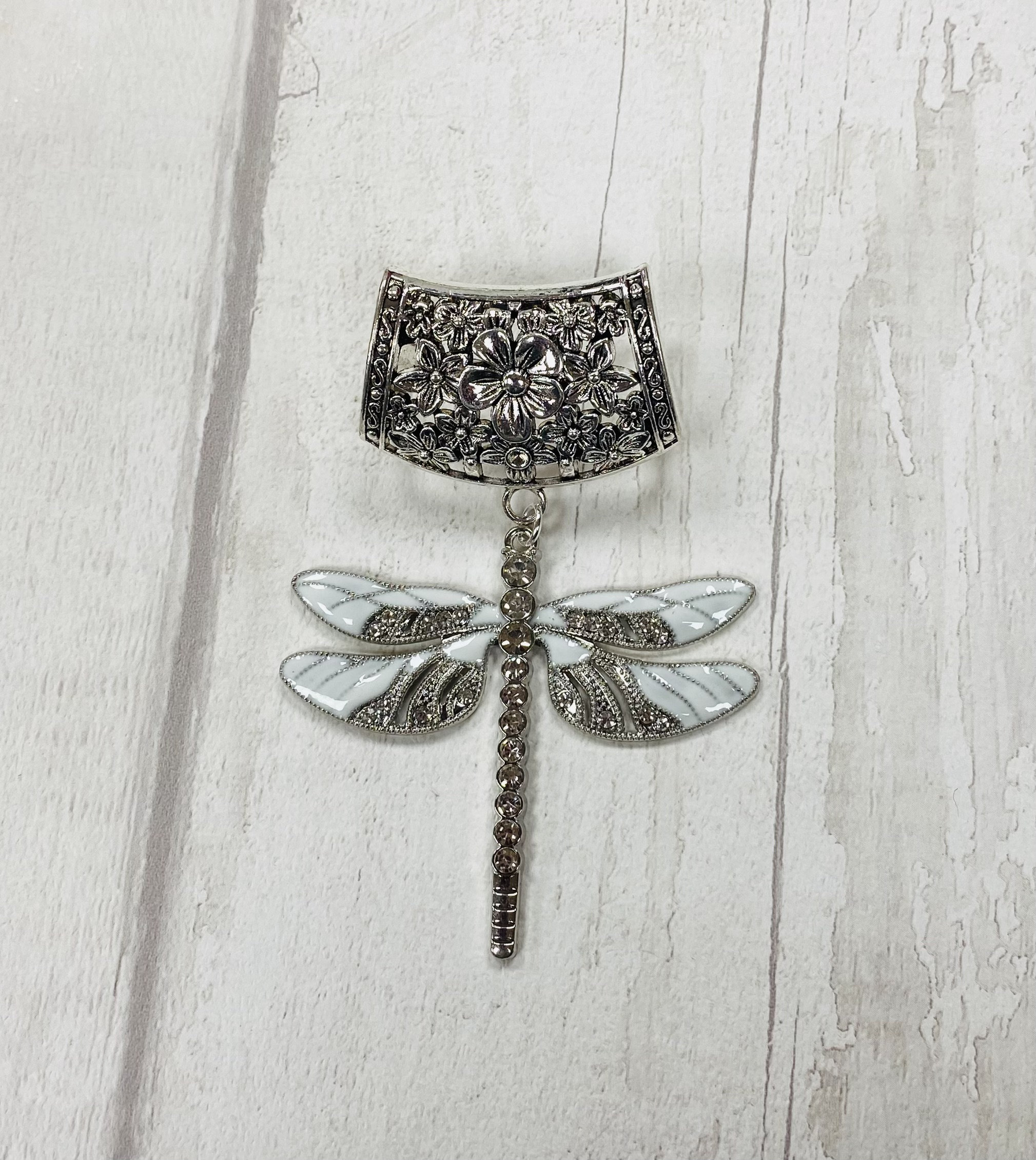 Large White Dragonfly Scarf Bail Silver Scarf Bail Scarf - Etsy UK