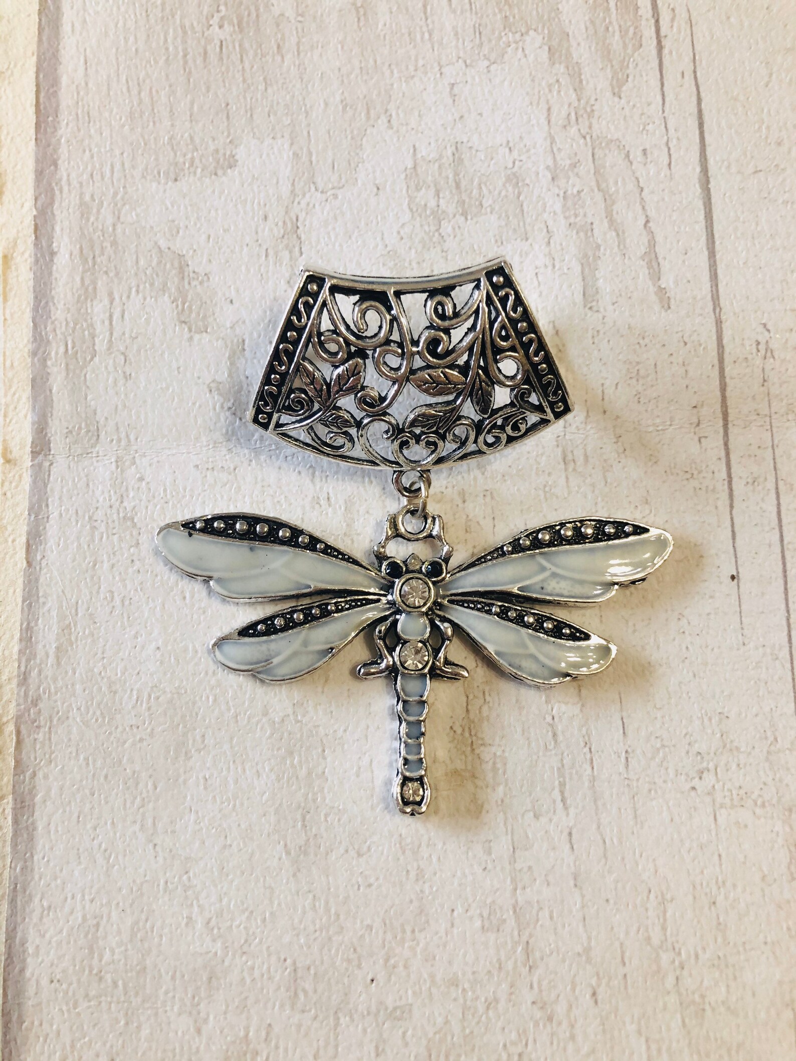 Large White Dragonfly Scarf Bail Silver Scarf Bail Scarf | Etsy UK