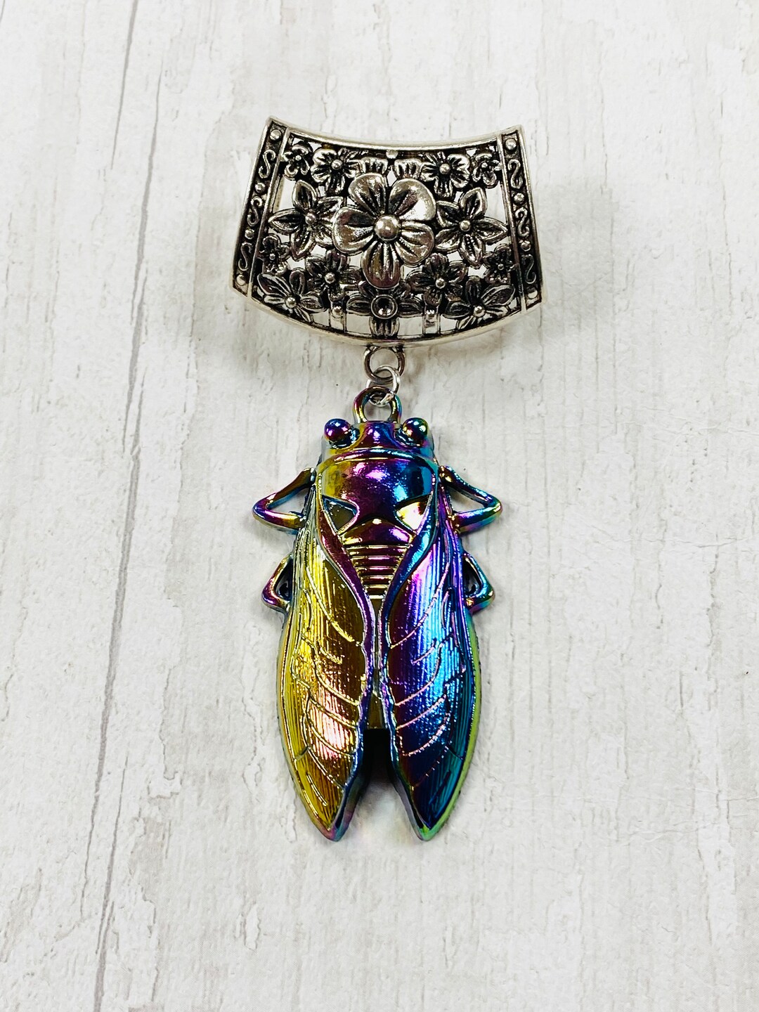 Large Electroplated Cicada Scarf Ring - Scarf Ring / Bail / Slider ...