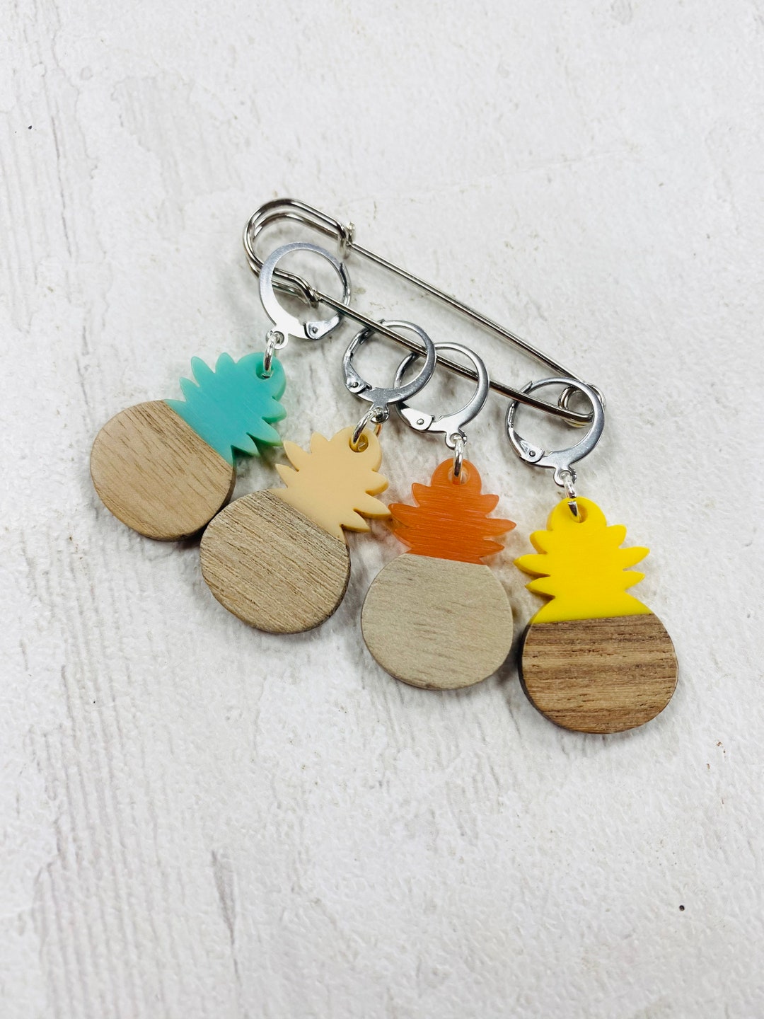 Pineapple Wood & Resin Stitch Markers: Knitting Crochet Accessories - Etsy