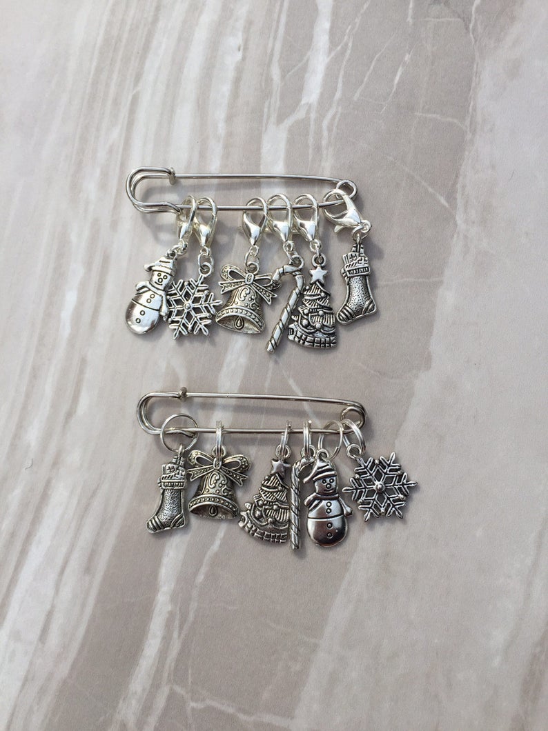 Silver Christmas Charm Stitch Markers: Knitting Crochet Supplies - Etsy UK