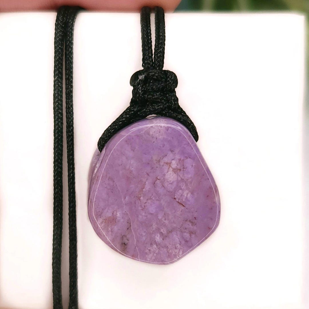 Natural Turkish Purple Jade Crystal Necklace, Adjustable Stone Pendant ...