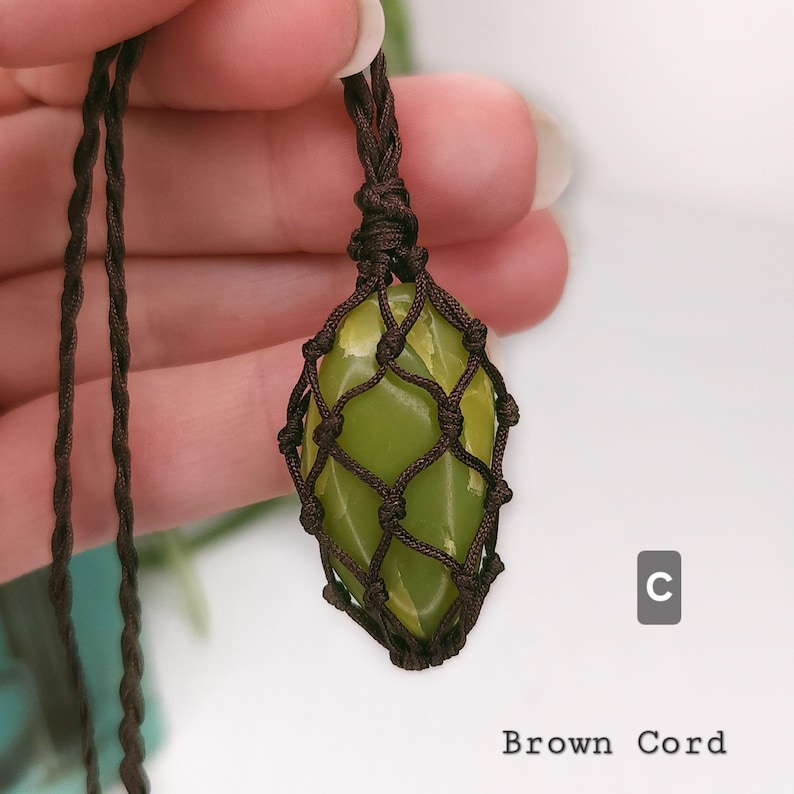 Washington Noble Serpentine Natural Stone Necklace, Macrame ...