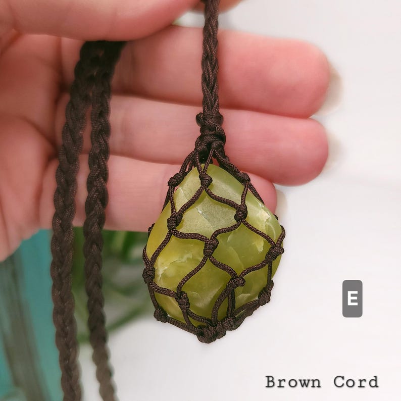 Washington Noble Serpentine Natural Stone Necklace, Macrame ...