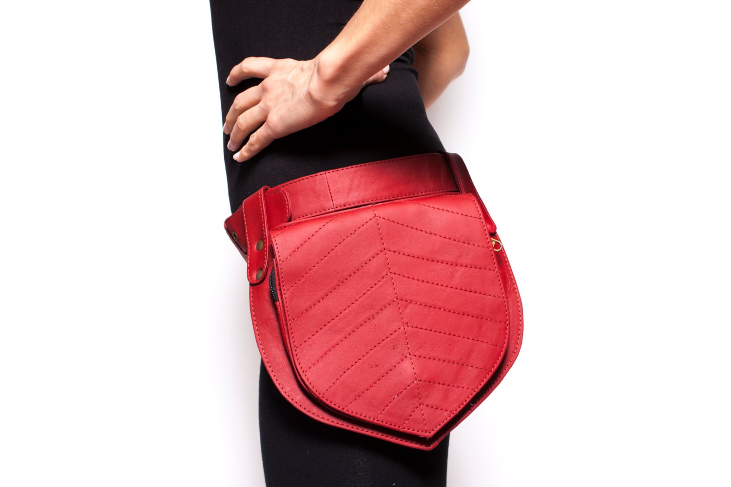 Single Leaf Pocket Hip Handmade Leather Waist Pack Bag Party Festival ...