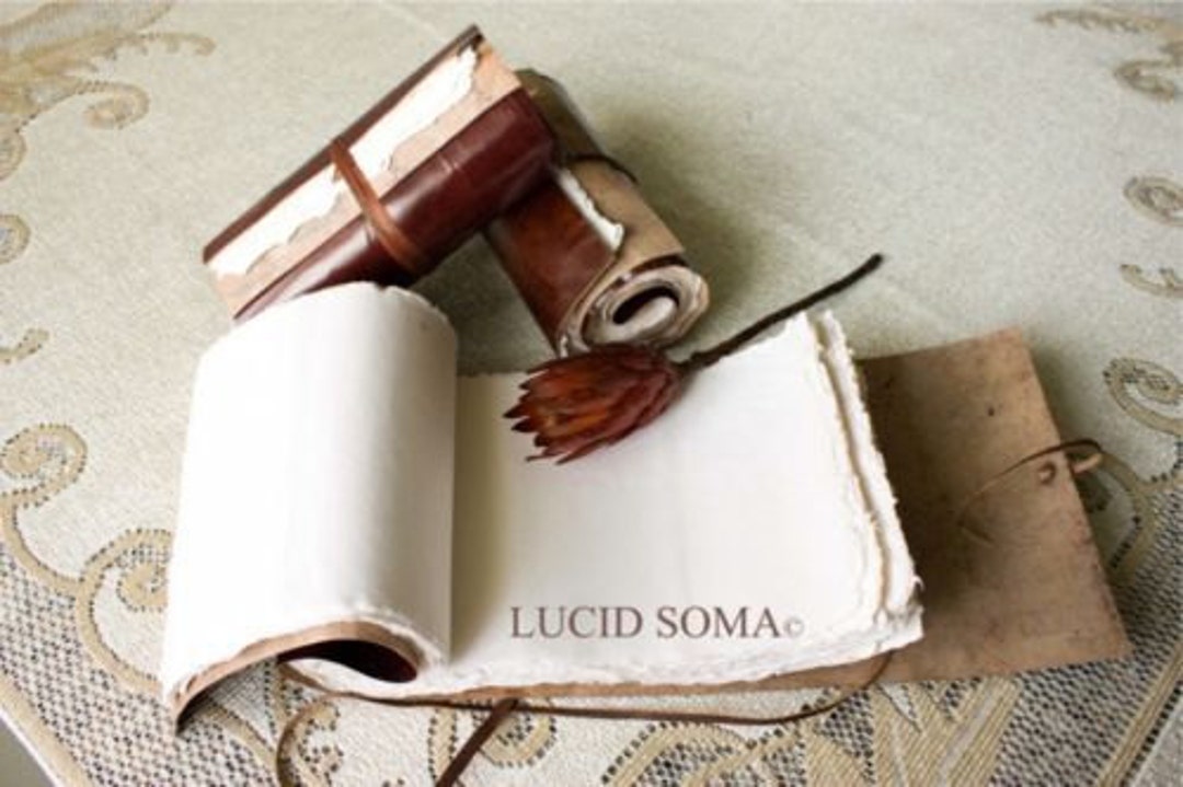 Vintage Handmade Paper Leather Roll-up Scroll, Journal, Diary - Etsy