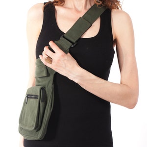 VEGAN Pocket Belt / Sling Utility Bag Hip Canvas Waist Pouch in Dark Green. Great for Party ...