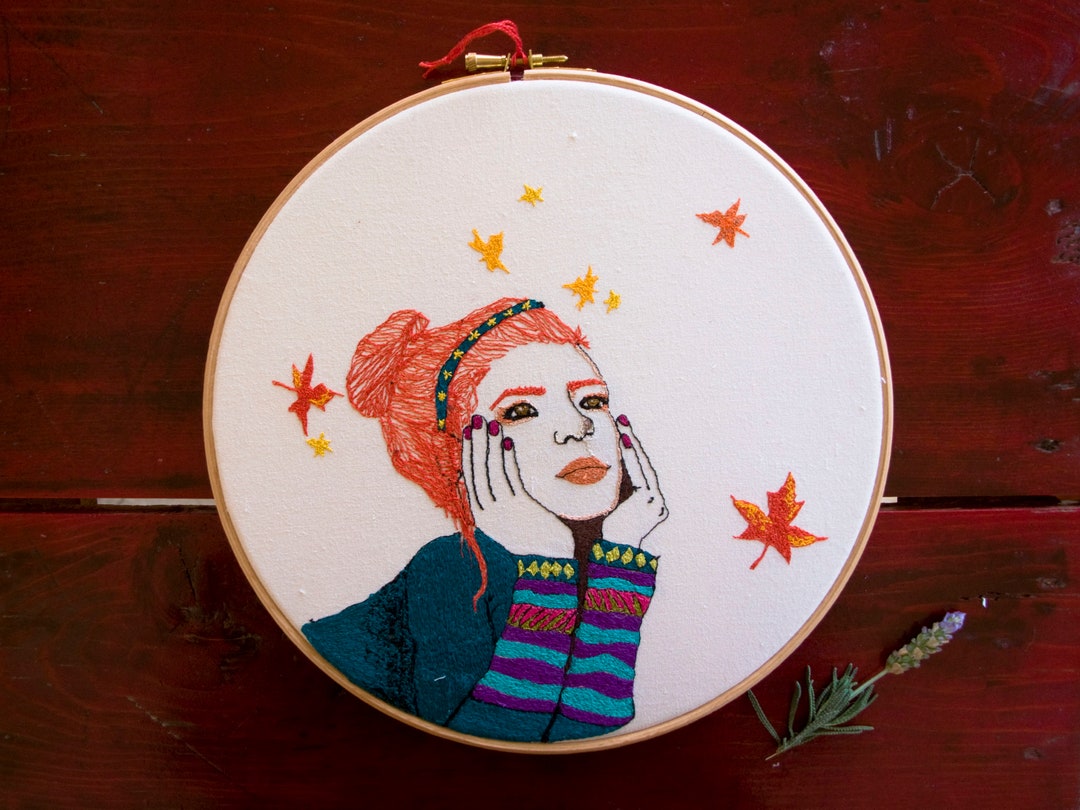 Daydream Embroidery Illustration, Girl Embroidery Art, Embroidery ...