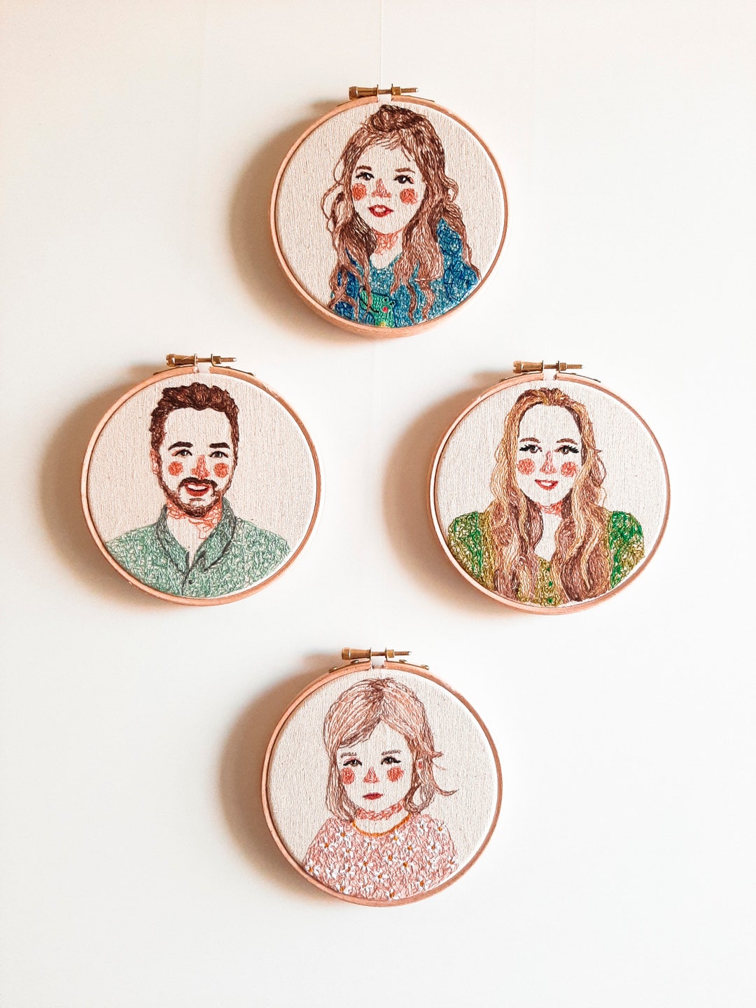CUSTOM Embroidered Portrait Wall Hanging, Personalized Family ...