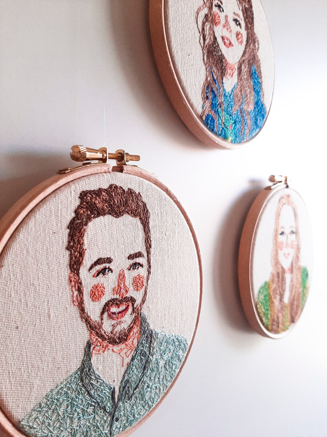 CUSTOM Embroidered Portrait Wall Hanging, Personalized Family ...