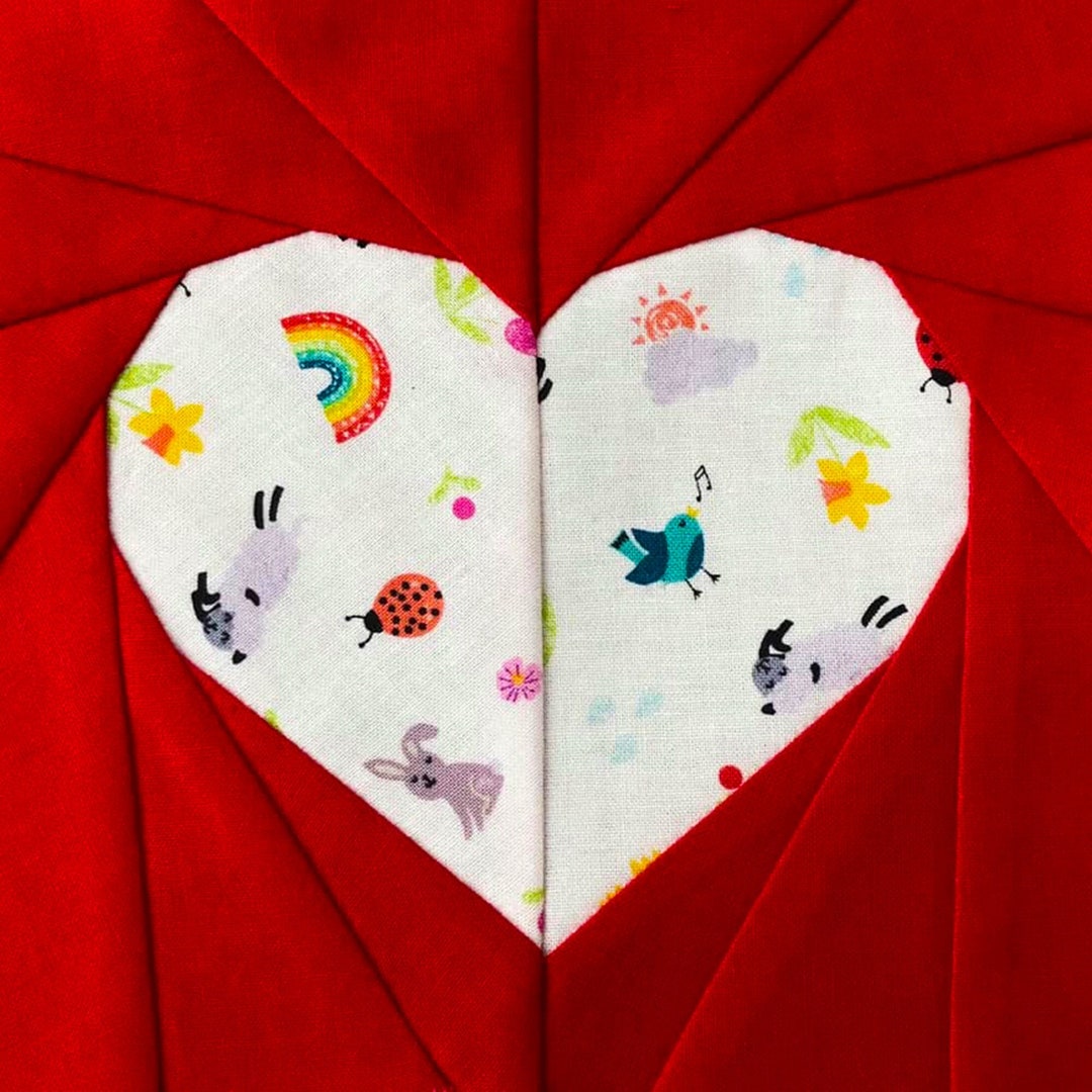 Heart Fpp Pattern Quilt Block 3 Sizes 2 Background - Etsy