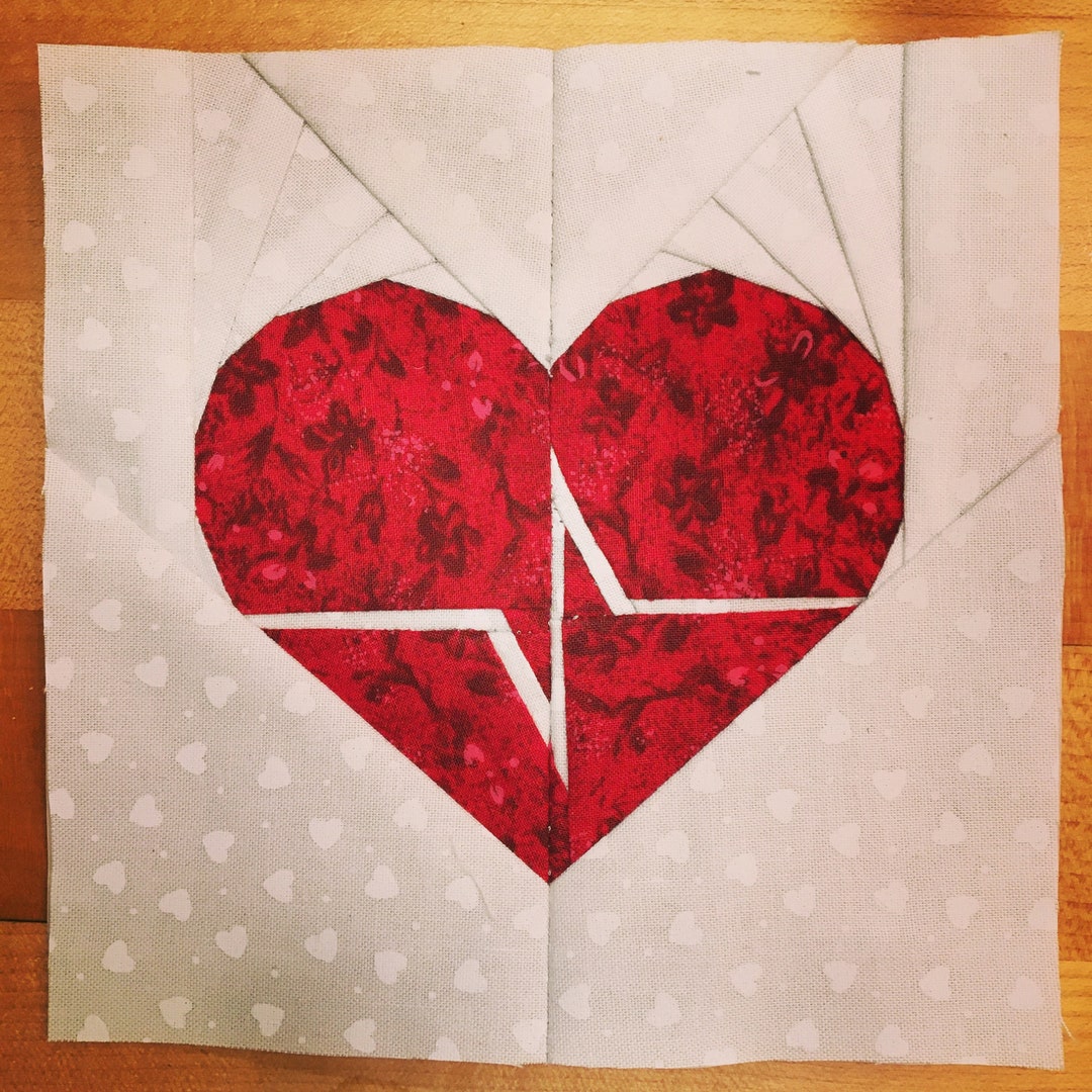 Heart, Foundation Paper Piecing, Pdf Pattern, Quilt Block, Heartbeat ...