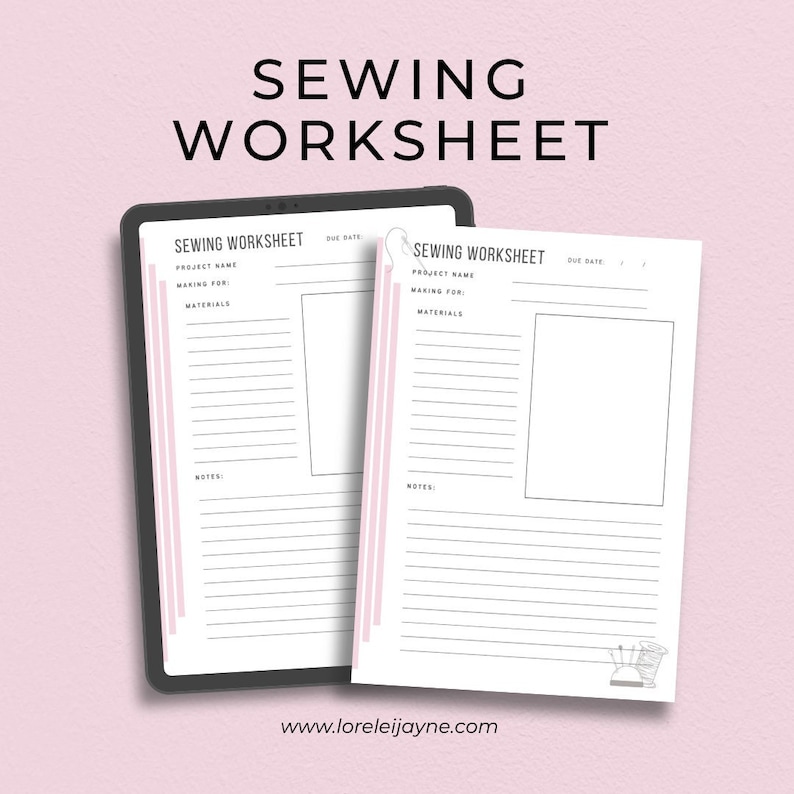 PDF Printable Sewing Worksheet Project Worksheet Project - Etsy