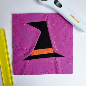 Foundation Paper Piecing Quilt Block, Witch Hat FPP Block, Spooky ...