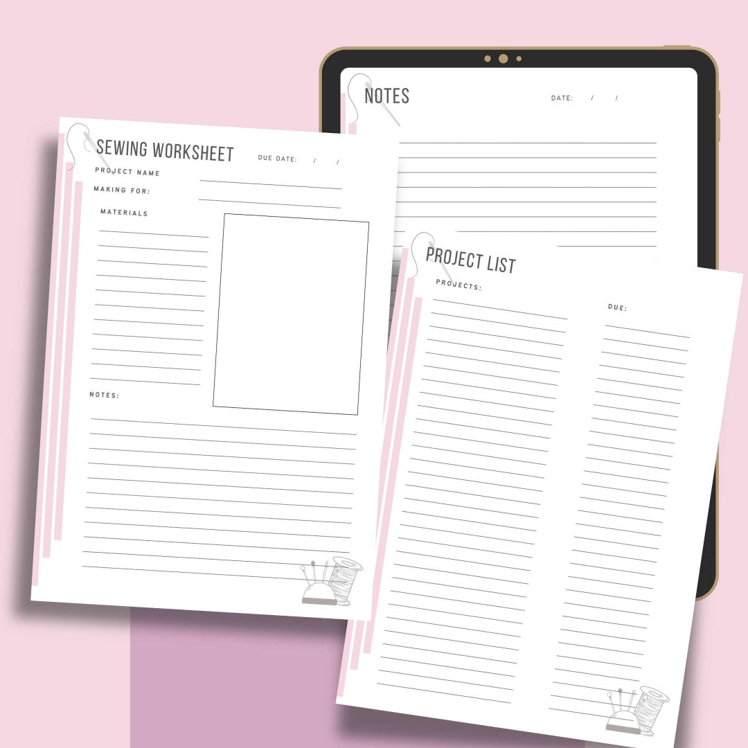 PDF Printable Sewing Worksheet, Project Worksheet, Project Tracker ...
