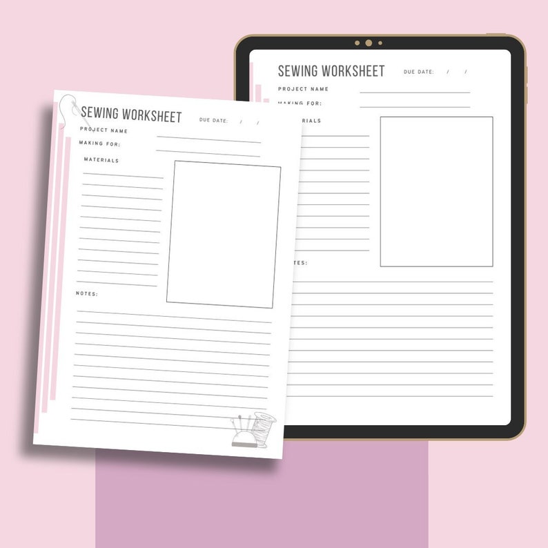 PDF Printable Sewing Worksheet Project Worksheet Project - Etsy