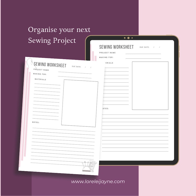 PDF Printable Sewing Worksheet Project Worksheet Project - Etsy