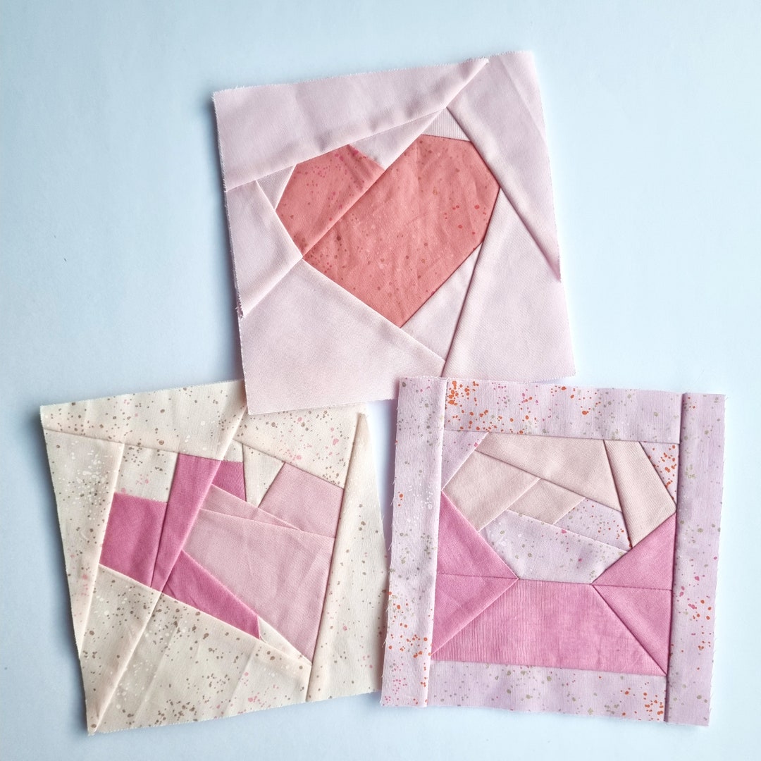 Heart FPP Block Sewing Pattern Bundle, Valentines, Double Heart, Heart ...