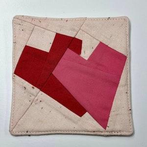 Double Hearts Foundation Paper Piecing Quilt Block, Valentines Day Love ...