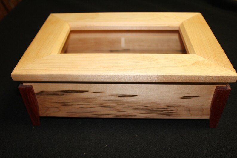 Maple Jewelry Box With Jataba Legs and Glass Insert - Etsy