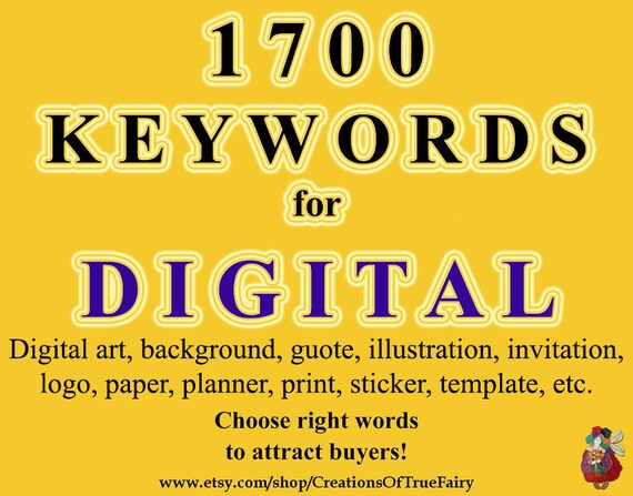 Keywords for DIGITAL Keywords List Search Optimization Seo - Etsy