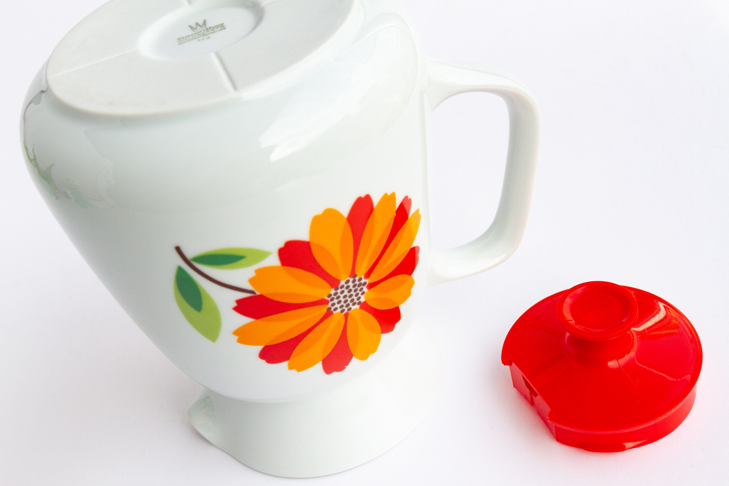 White Porcelain Jug With Lid and Handle Bareuther Bavaria - Etsy