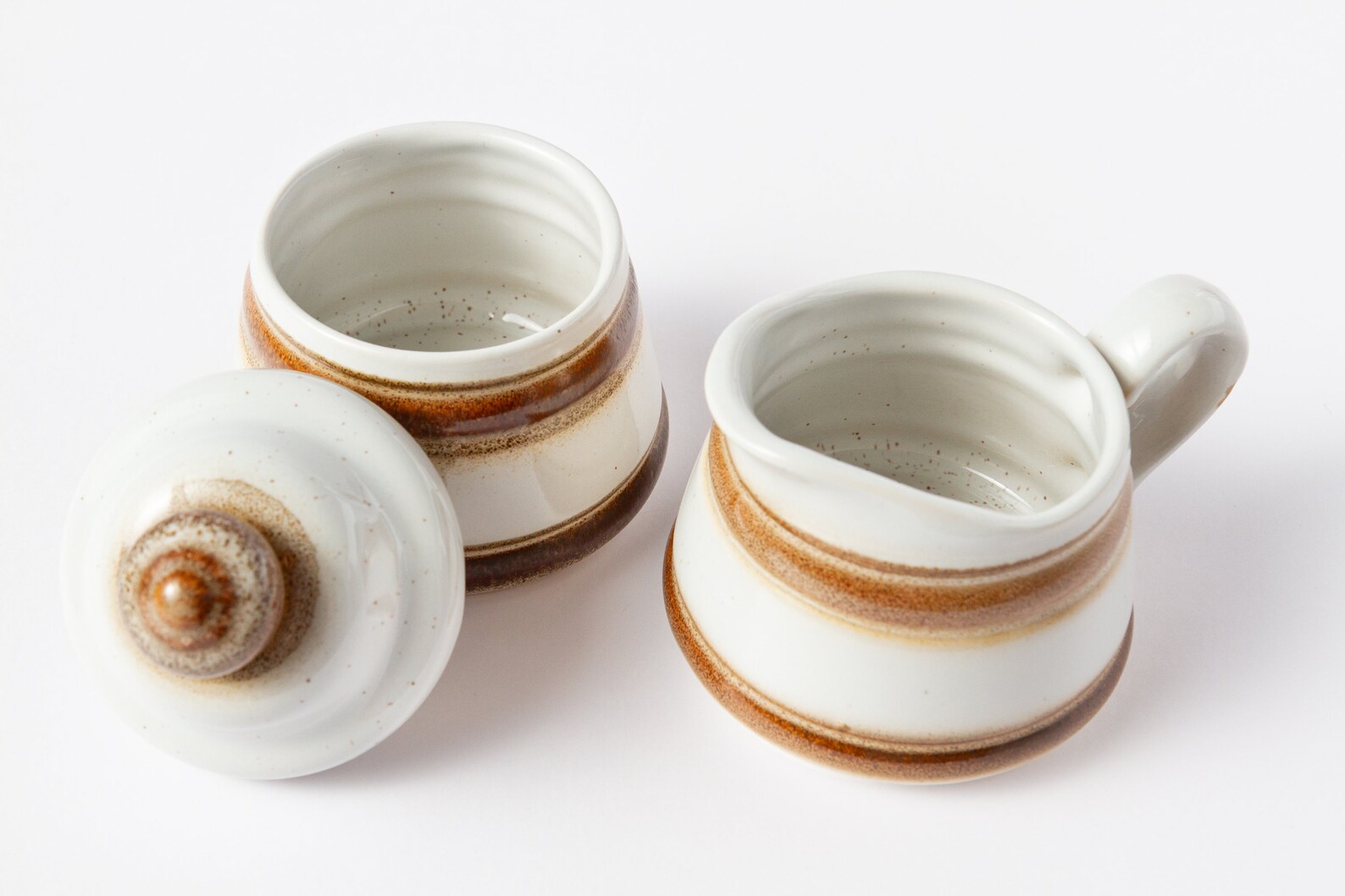 Vintage German Gerz Pottery Sugar Bowl and Creamer, Stoneware Milk Jug ...