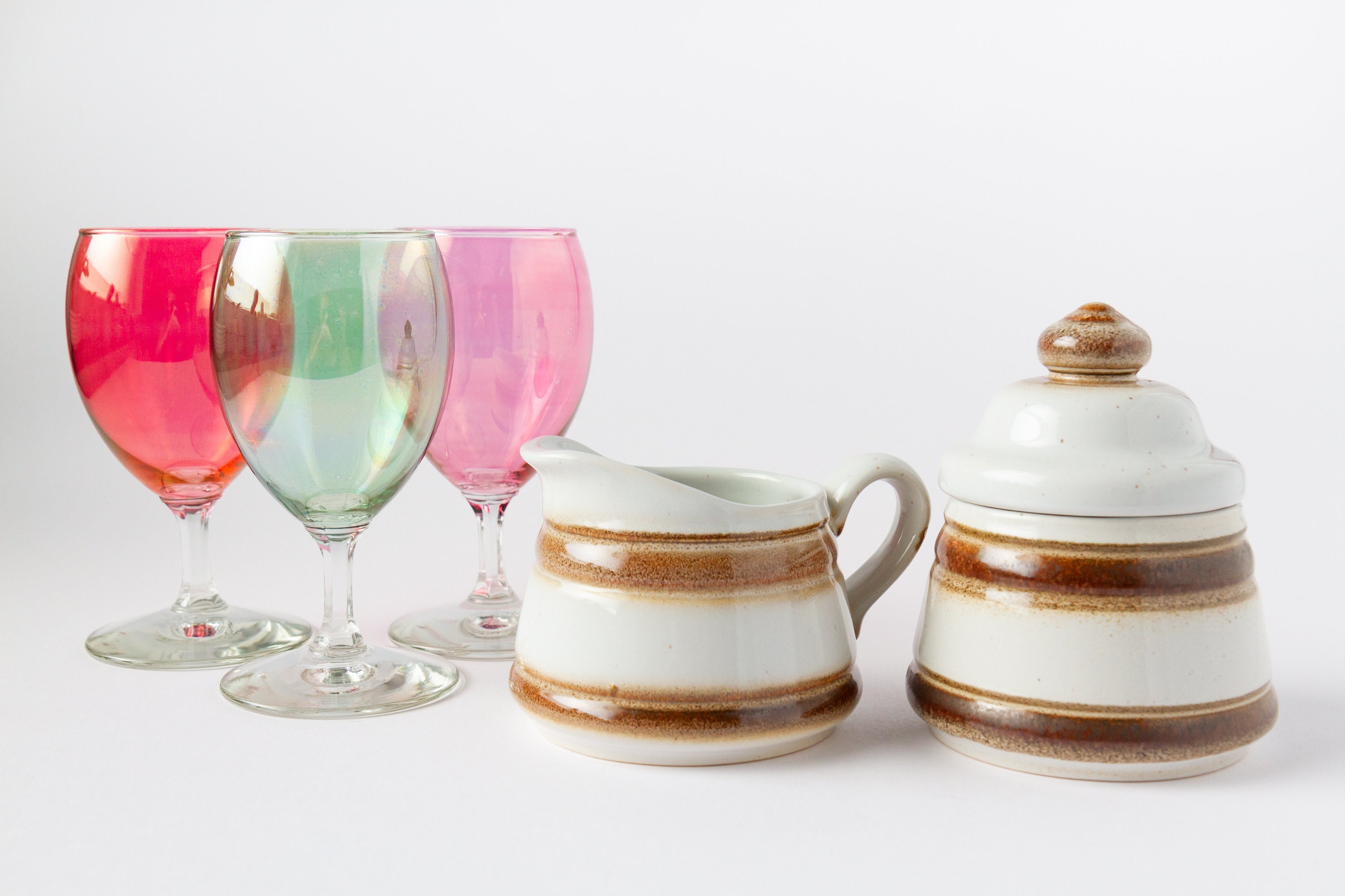 Vintage German Gerz Pottery Sugar Bowl and Creamer, Stoneware Milk Jug ...