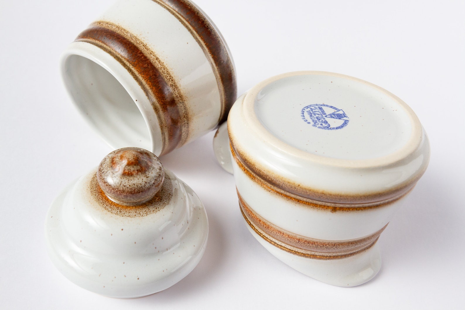 Vintage German Gerz Pottery Sugar Bowl and Creamer, Stoneware Milk Jug ...