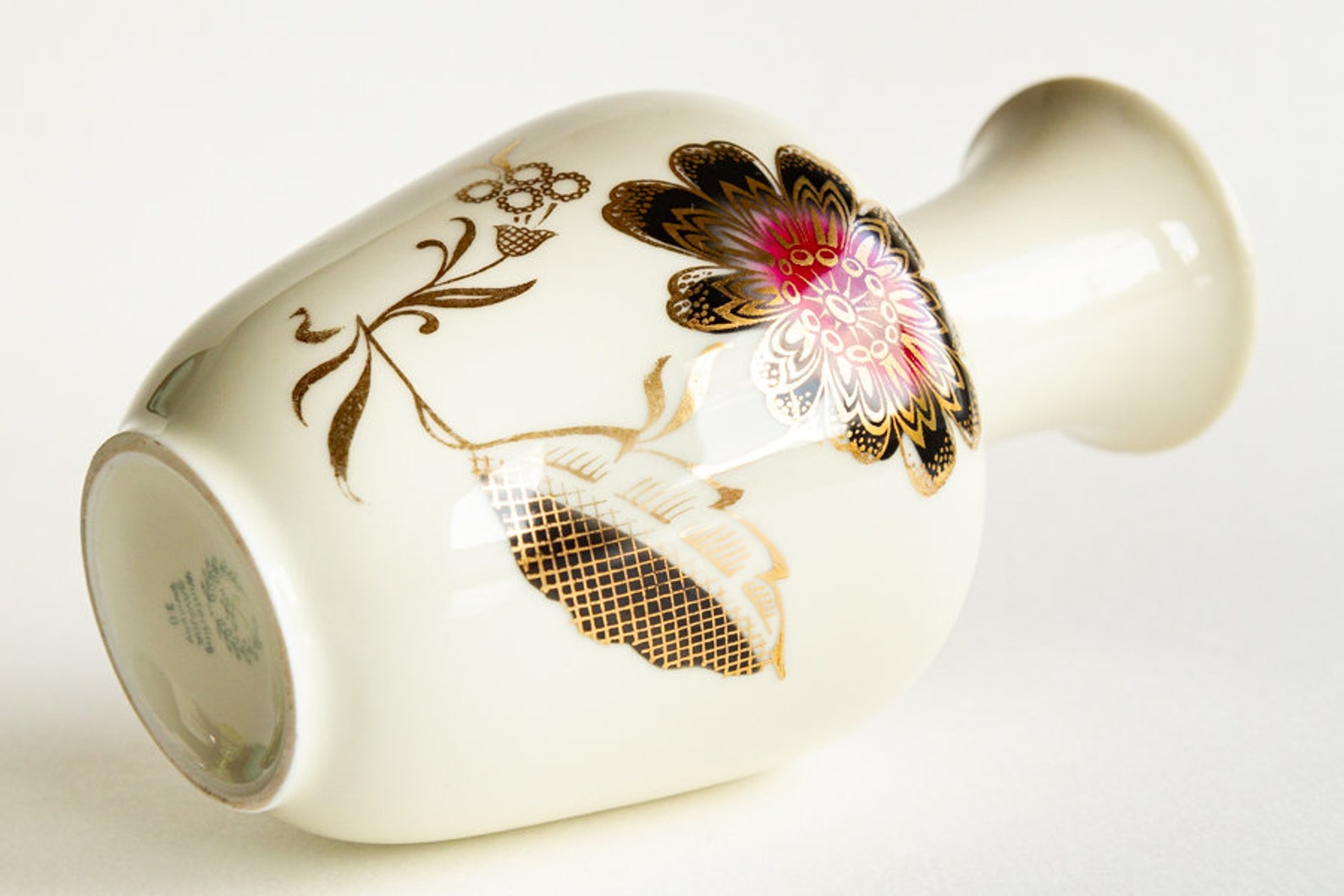 Winterling Porcelain Vase With a Gold and Black Flower - Etsy