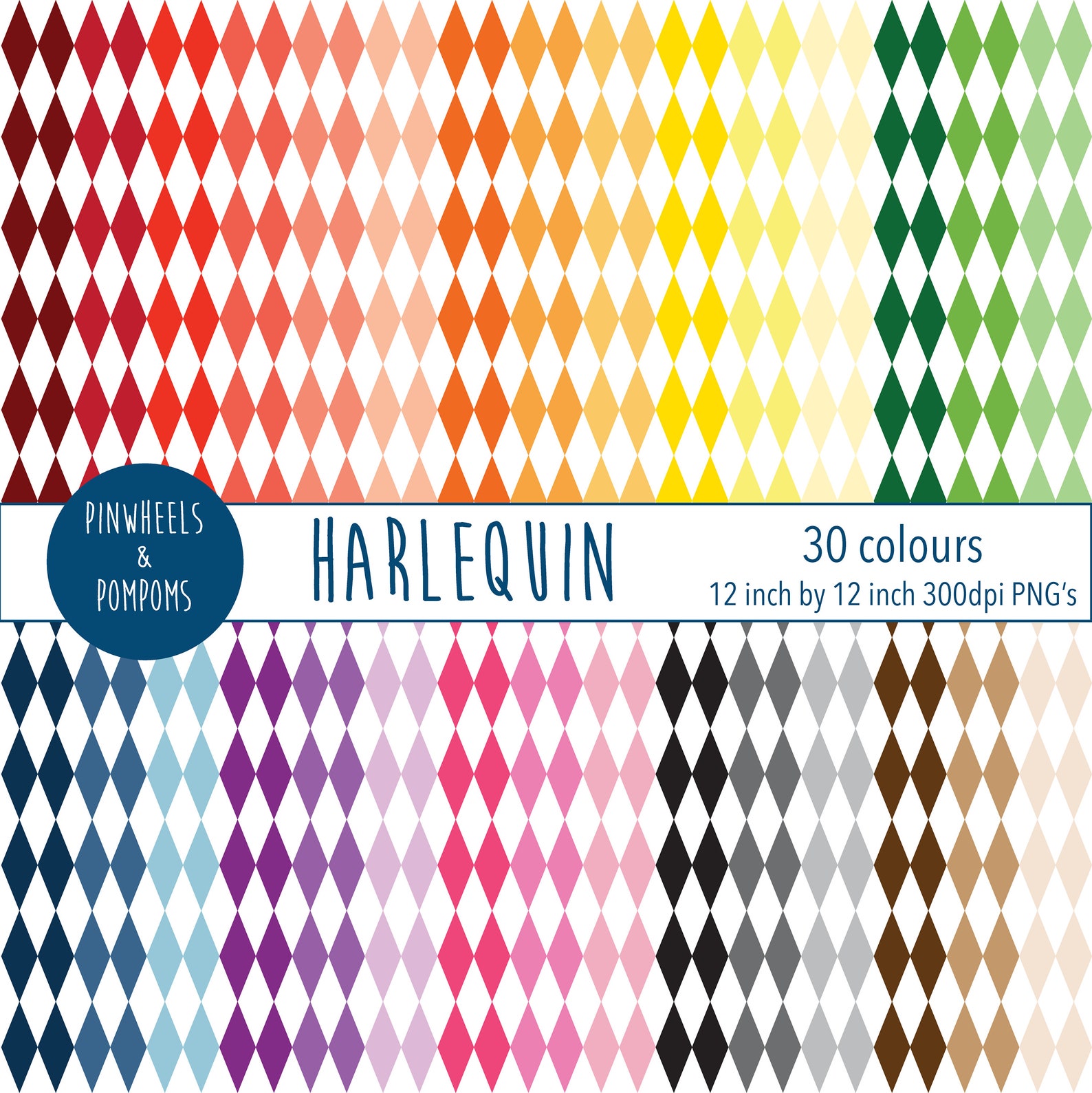 Harlequin Diamond Pattern Digital Paper 30 Colours | Etsy