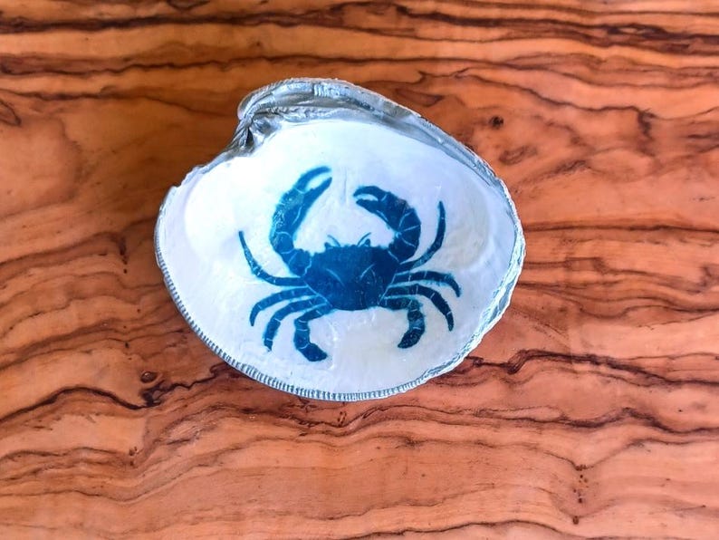 Florida Clam Shell Trinket Dish With Crab - Coastal Beach Wedding ...