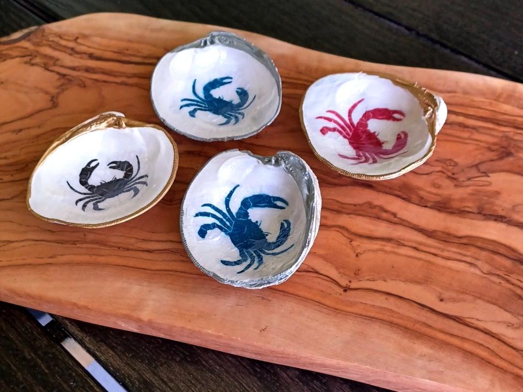 Florida Clam Shell Trinket Dish With Crab - Coastal Beach Wedding ...