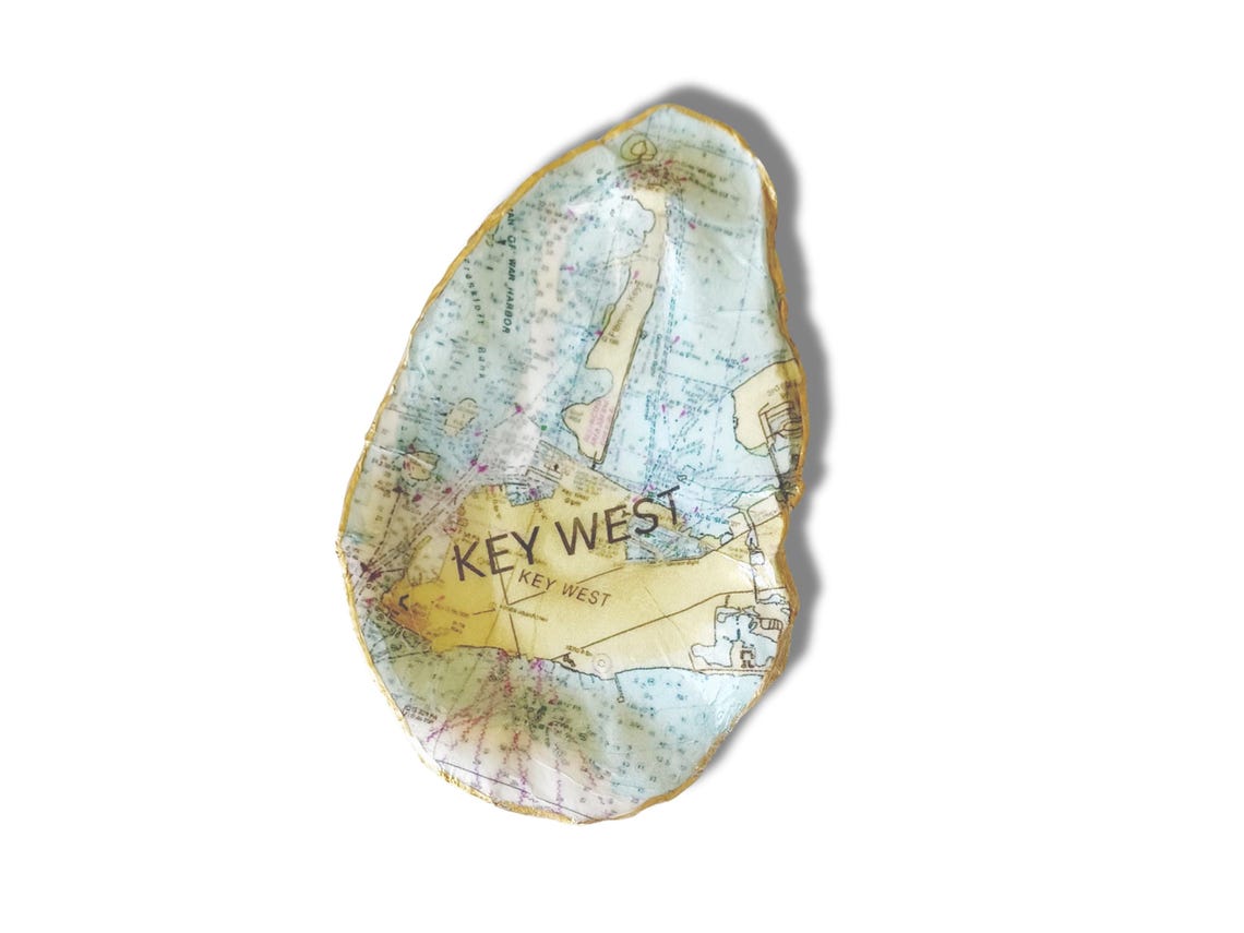 Custom Map Oyster Shell, US Harbor,port or Island, Nautical Decoupage ...