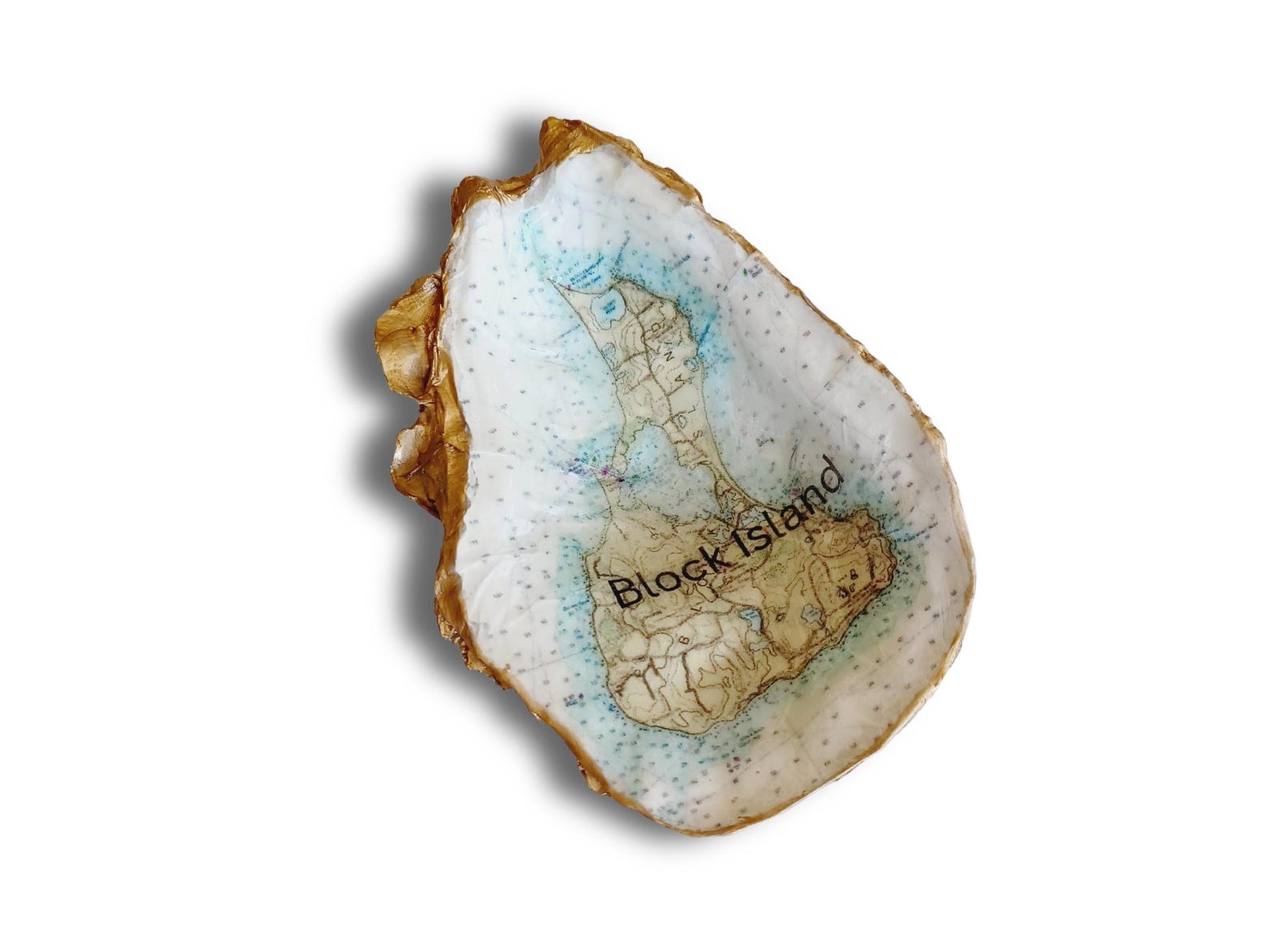 Custom Map Oyster Shell, US Harbor,port or Island, Nautical Decoupage ...